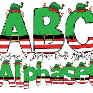 Christmas Doodle Letters, Santa Sublimation Font, Xmas Doodle Alpha ...