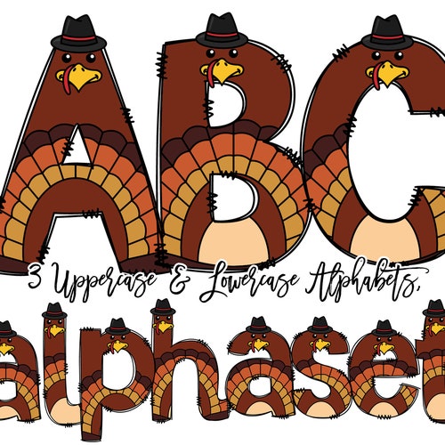 Thanksgiving Doodle Letters Fall Sublimation Font Thanks - Etsy