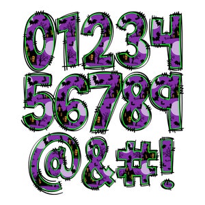 Halloween Doodle Letters With Clip Art PNG Files Make Your - Etsy