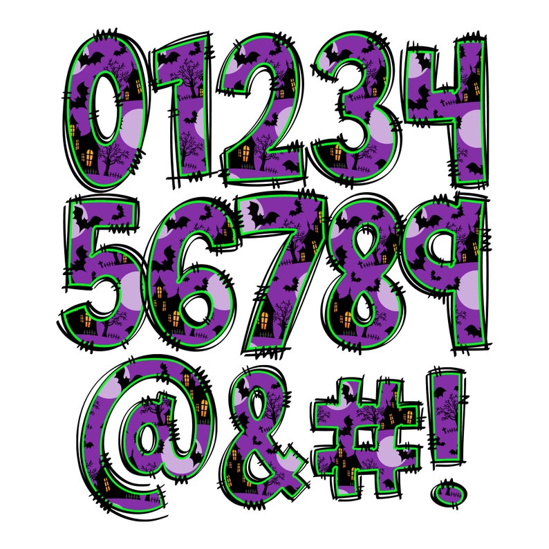 Halloween Doodle Letters With Clip Art PNG Files Make Your - Etsy