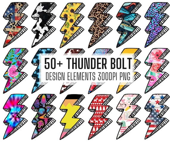 50 Lightening Bolt Design Elements Commercial Use - Etsy