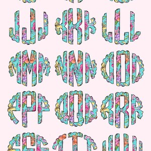 Spring Flowers on Blue Mega Doodle Letter Bundle, Alphabet Set, Clip ...