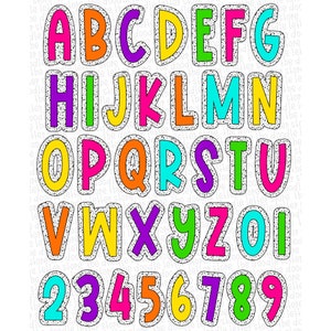 Bright Spotty Doodle Alphabet Letters, Dalmatian Spots Sublimation ...