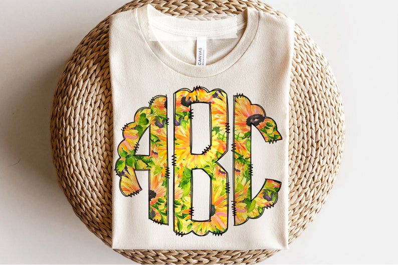 Sunflowers Mega Doodle Letter Bundle, Alphabet Set, Clip Art Letters ...