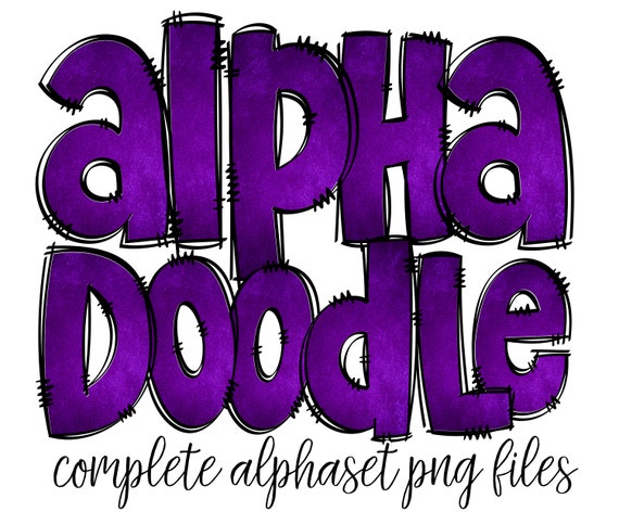 PURPLE Doodle Alphabet Letters PNG Bundle Deep Purple Rustic | Etsy