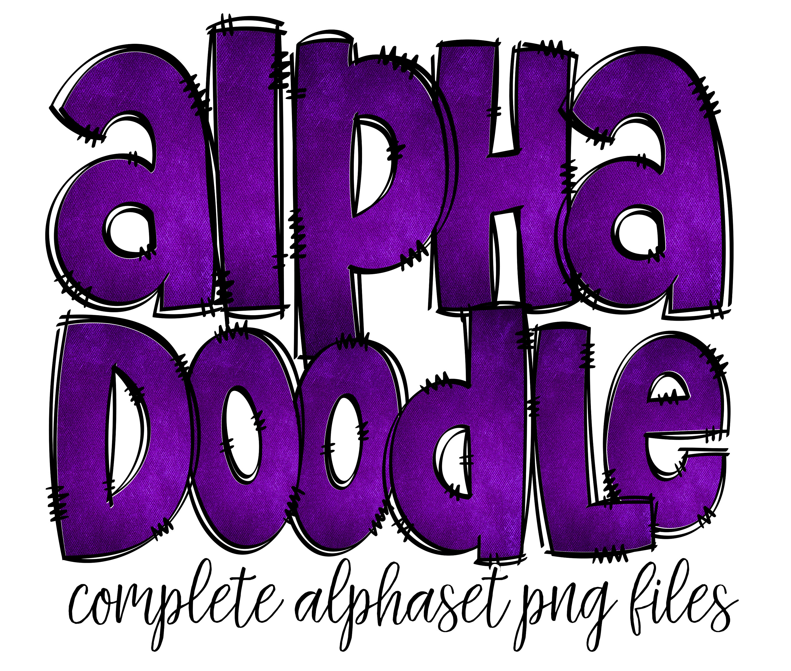 PURPLE Doodle Alphabet Letters PNG Bundle Deep Purple Rustic - Etsy