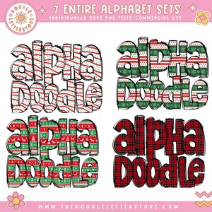 Christmas Clip Art + Doodle Letters and Numbers, Uppercase Alphabet Set ...