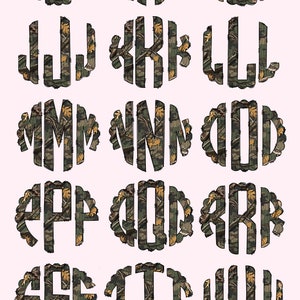 Hunting Camo Mega Doodle Letter Bundle, Bright Colorful Floral Alphabet ...