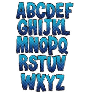 Ombre Blue Glitter Alphabet Letters PNG Bundle, Alcohol Ink, Hand Drawn ...