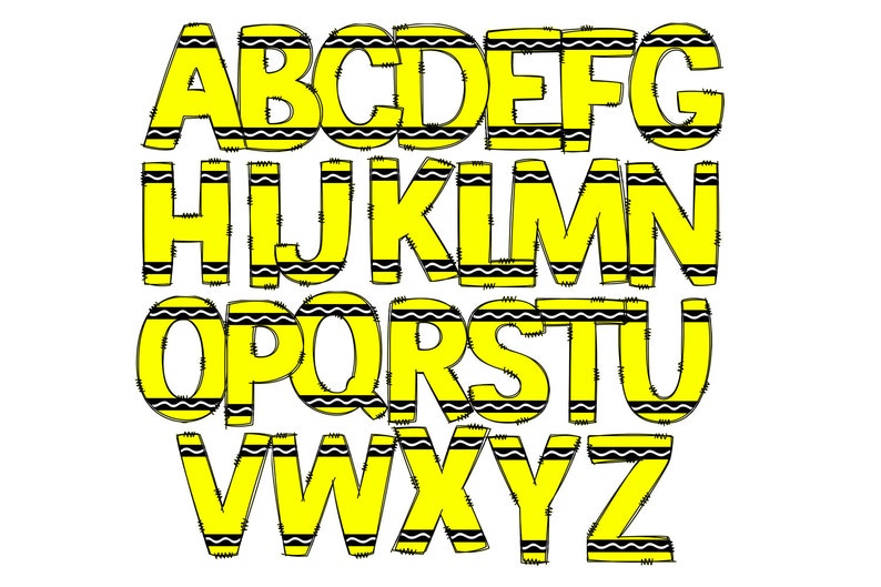 Crayon Doodle Letters, Back to School Font, Teacher Sublimation ...