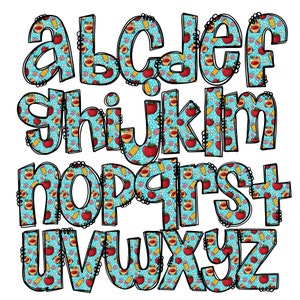 Teacher Doodle Letters, Back to School, Pencil Hand Drawn Doodle Alpha ...