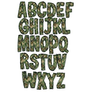 Camo Doodle Alphabet Letters PNG Bundle, Military Camouflage, Army ...