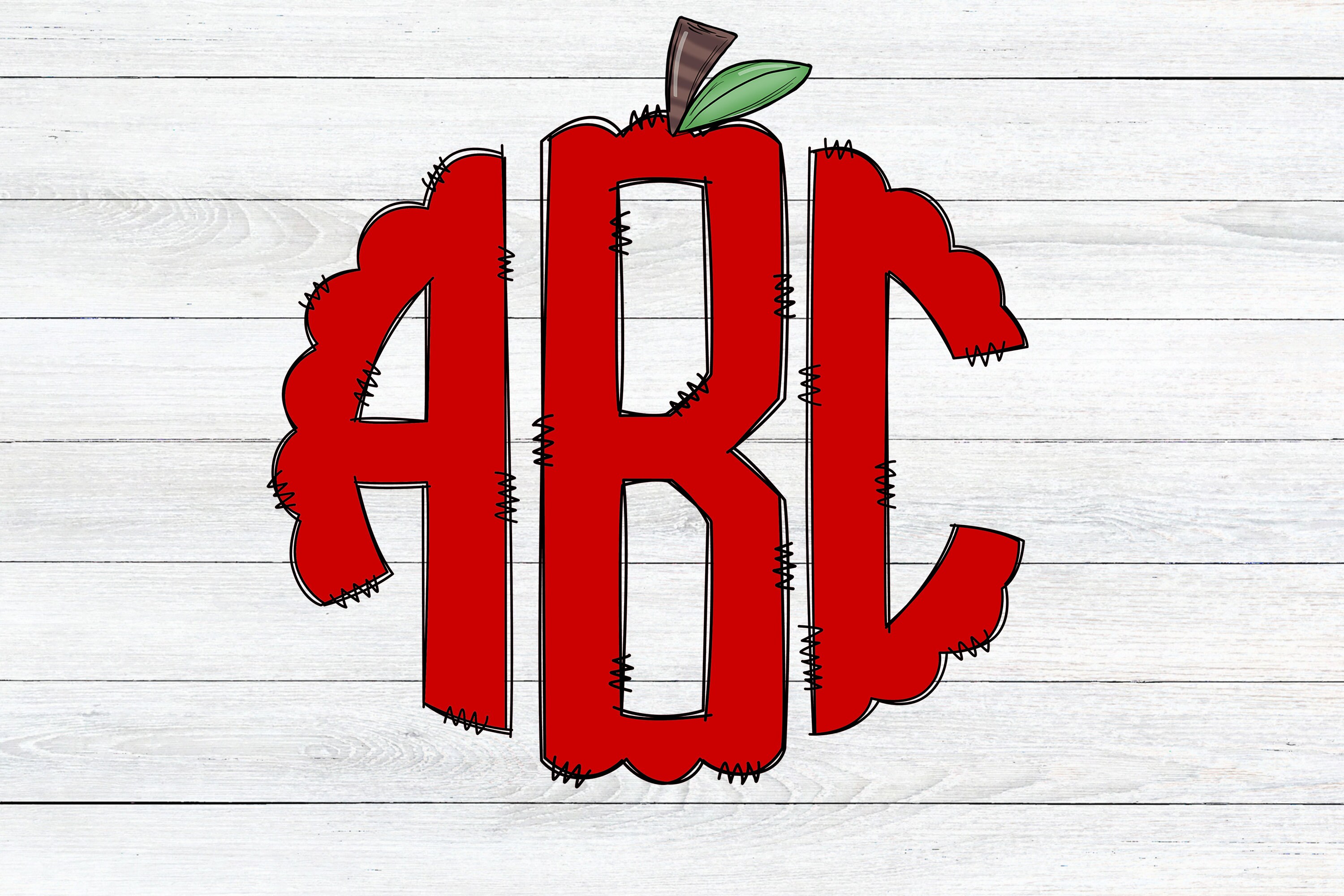 Teacher Doodle Letters Back to School Apple Back to School - Etsy