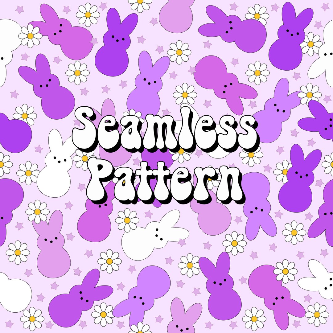 Purple Easter Bunny Peep Kids Cute Seamless Paper, Repeating Pattern ...