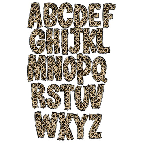 Leopard PNG Letters Sublimation Alphabet Bundle Bulletin - Etsy