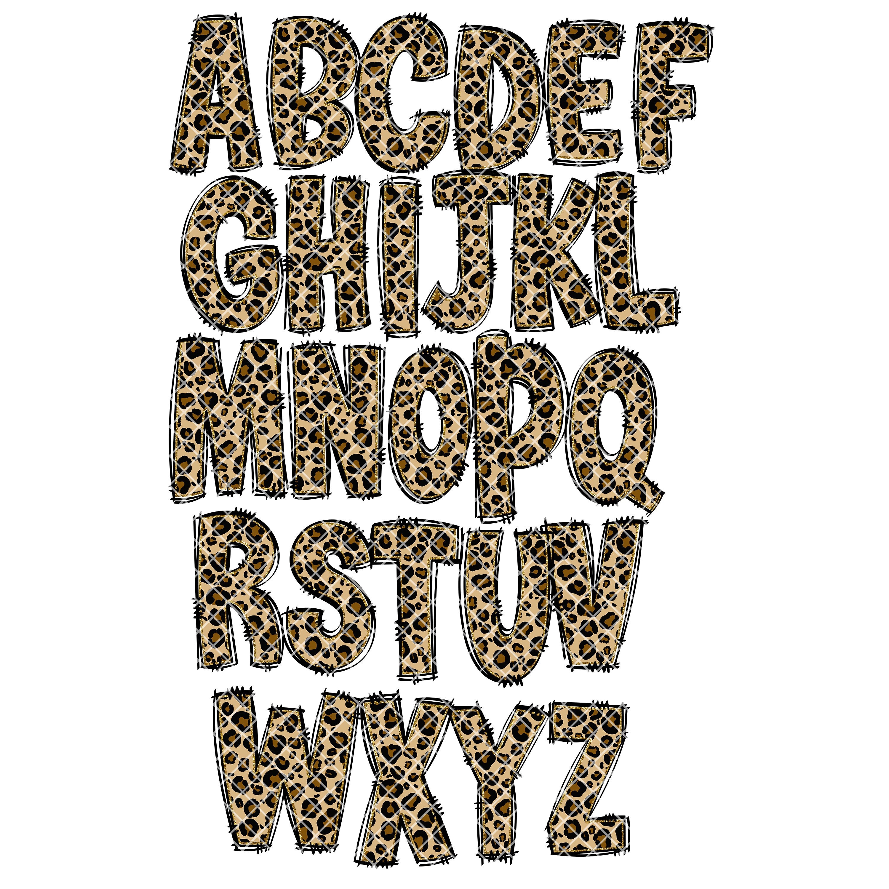 Glitter Leopard Print Doodle Alphabet Letters PNG Bundle - Etsy