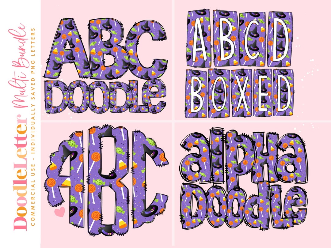 Halloween Candy 2 Mega Doodle Letter Bundle, Alphabet Set, Clip Art ...