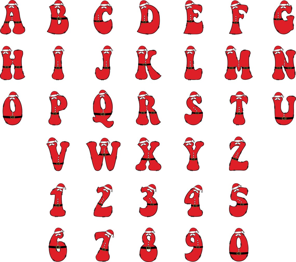 Christmas Doodle Letters and Numbers Uppercase Alphabet Set - Etsy