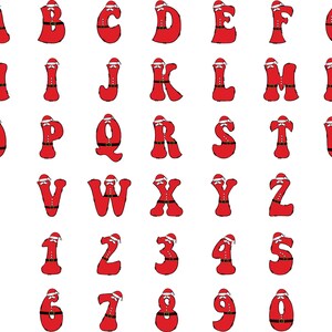 Christmas Doodle Letters and Numbers, Uppercase Alphabet Set, Retro ...