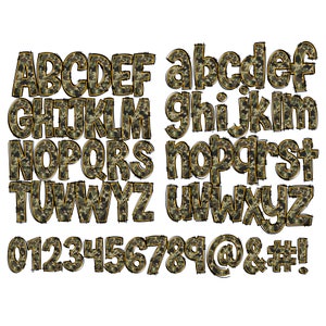 Hunting Doodle Alphabet Letters PNG Bundle, Camo Green Camouflage, Army ...