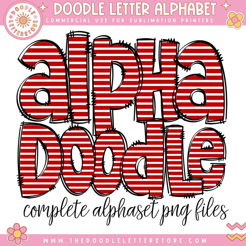 4th of July Doodle Letters and Matching Seamless Pattern, Red White ...