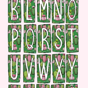Green Cactus Mega Doodle Letter Bundle, Bright Colorful Floral Alphabet ...