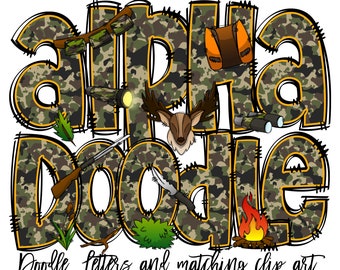 Camo Hunting Doodle Alphabet Letters PNG Bundle, Military Camouflage ...