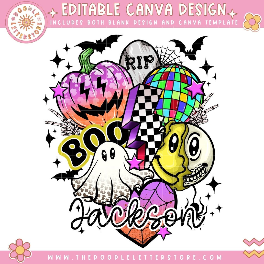 EDITABLE Halloween Doodle Letter, CANVA TEMPLATE, Make Your Own Name ...