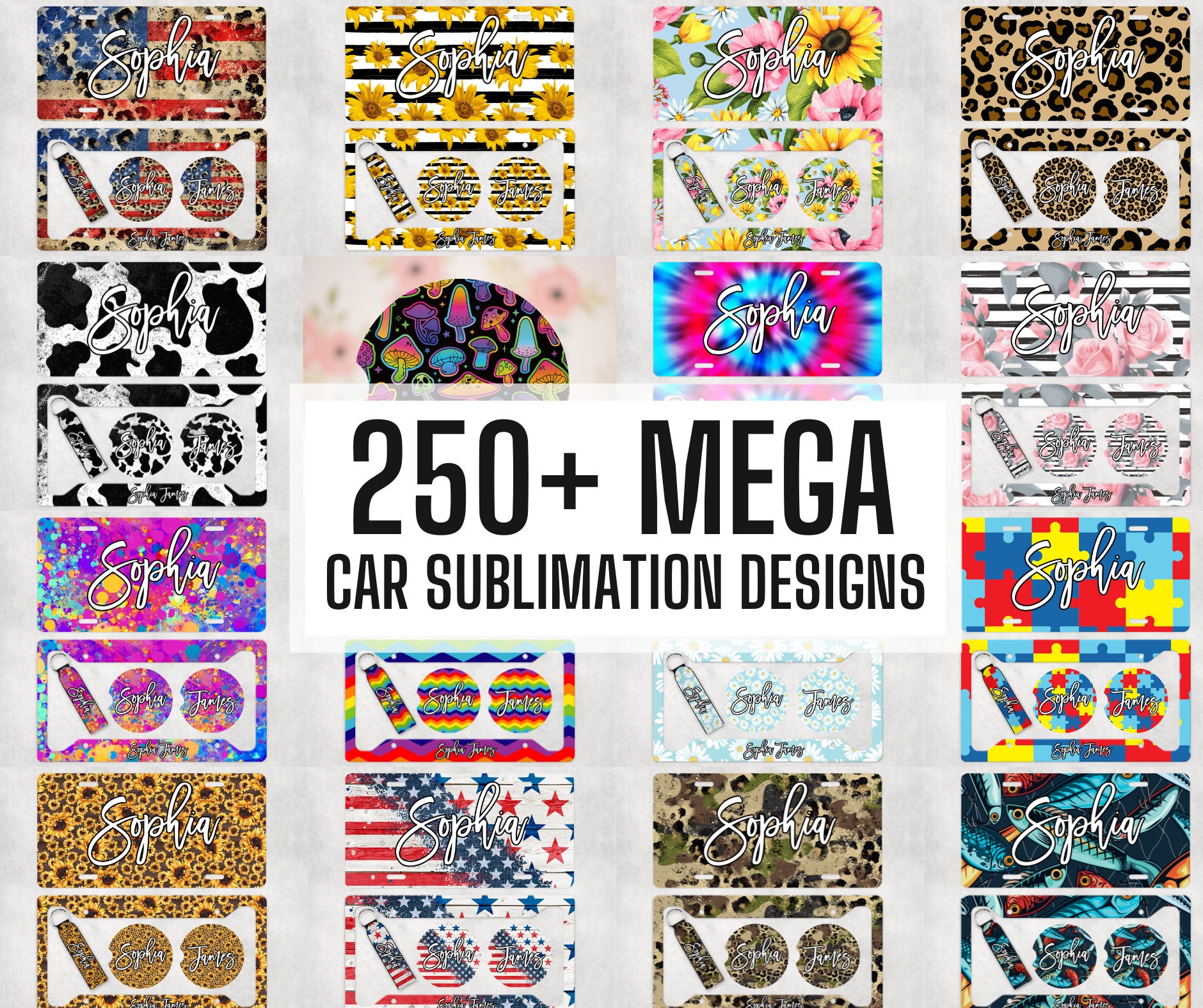 250 Add Your Name Car Sublimation Designs Car Coaster - Etsy Australia