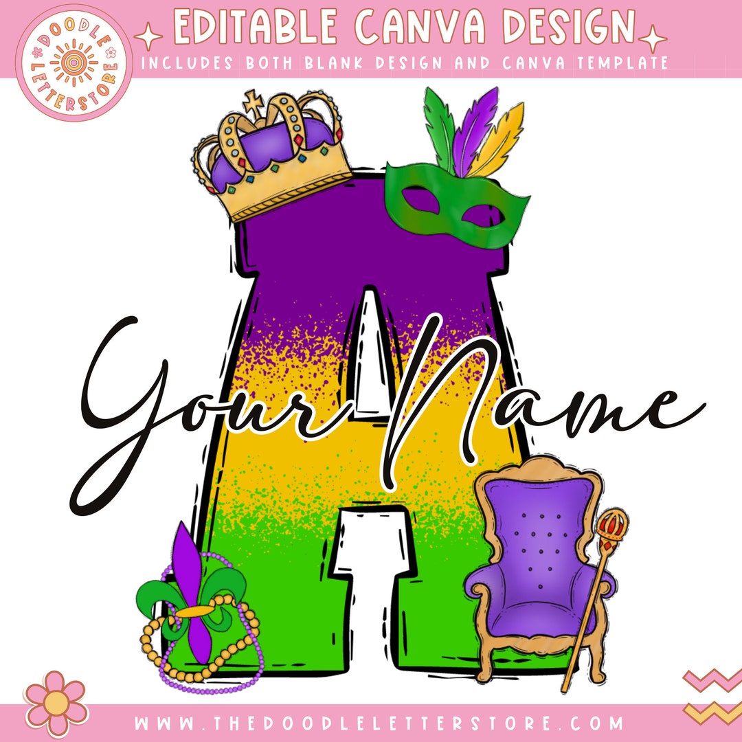 EDITABLE Mardi Gras Shirt Name Design, CANVA TEMPLATE, Make Your Own ...
