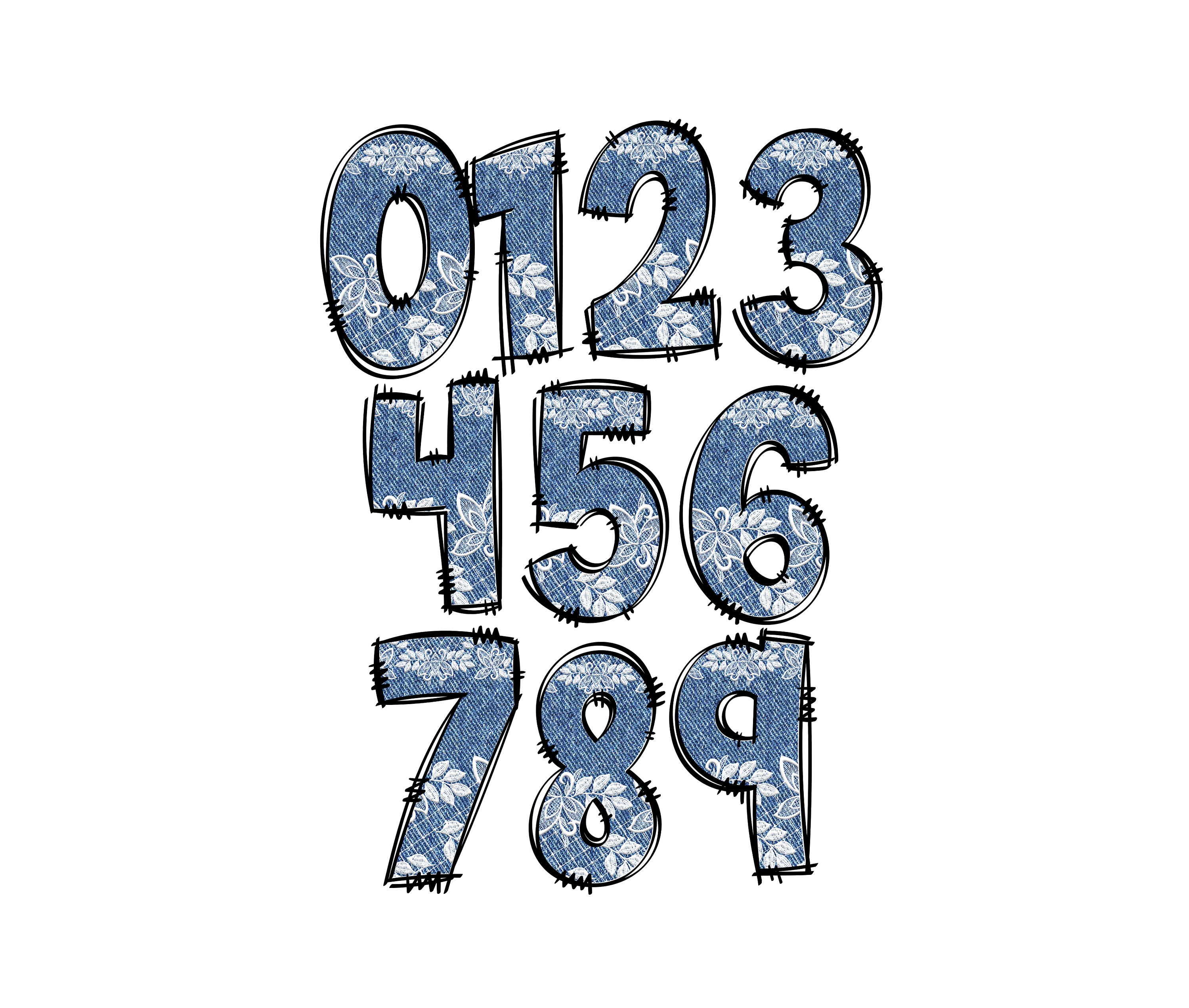 Denim Lace Doodle Alphabet Letters PNG Bundle Country Western - Etsy
