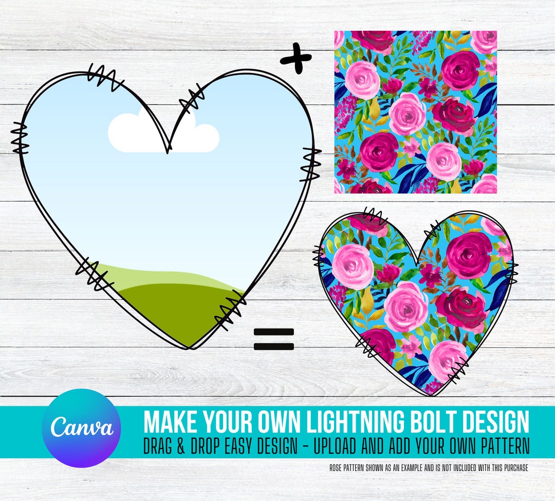 Add Your Own Pattern Love Heart, Create Digital Design Elements CANVA ...