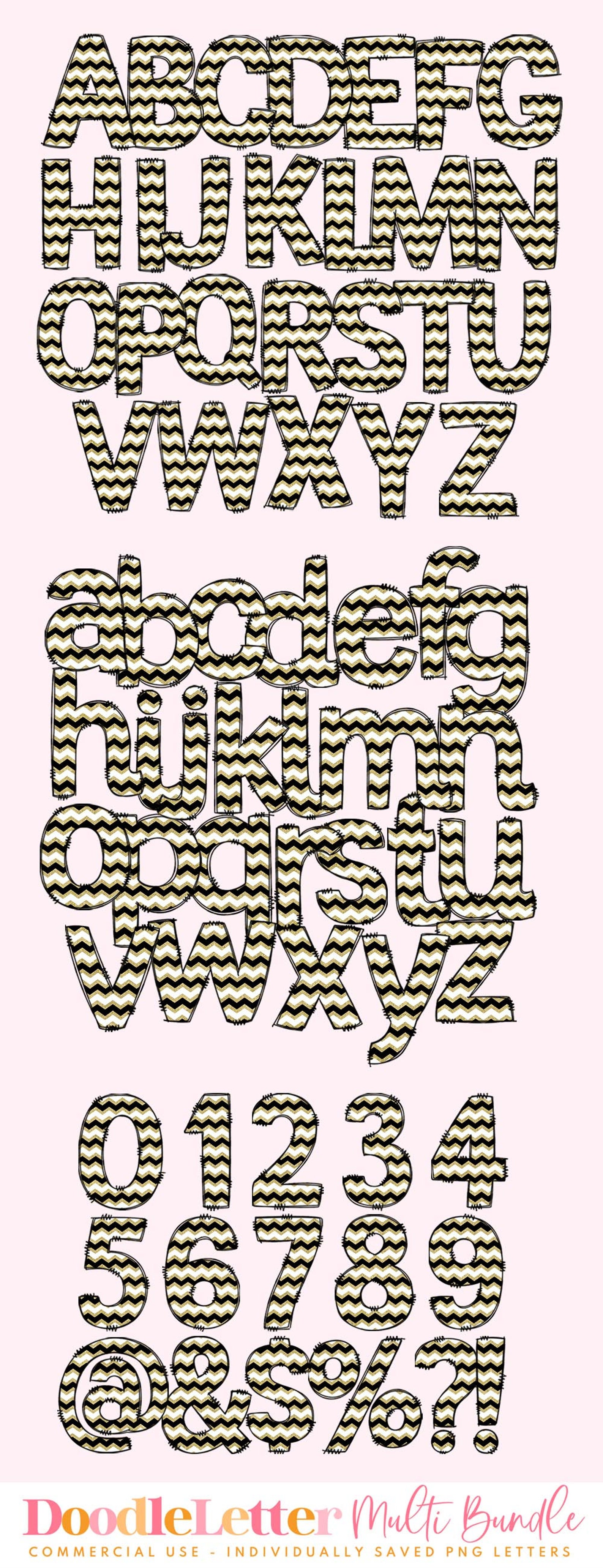 Graduation Chevron Gold Mega Doodle Letter Bundle, Alphabet Set, Clip ...