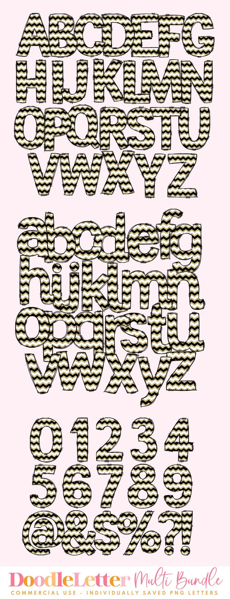 Graduation Chevron Gold Mega Doodle Letter Bundle, Alphabet Set, Clip ...