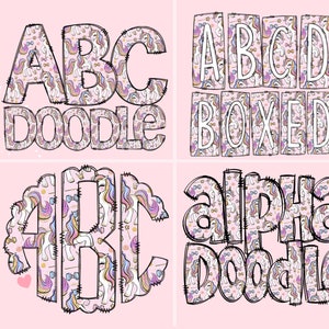 Unicorn Mini Mega Doodle Letter Bundle, Alphabet Set, Clip Art Letters ...
