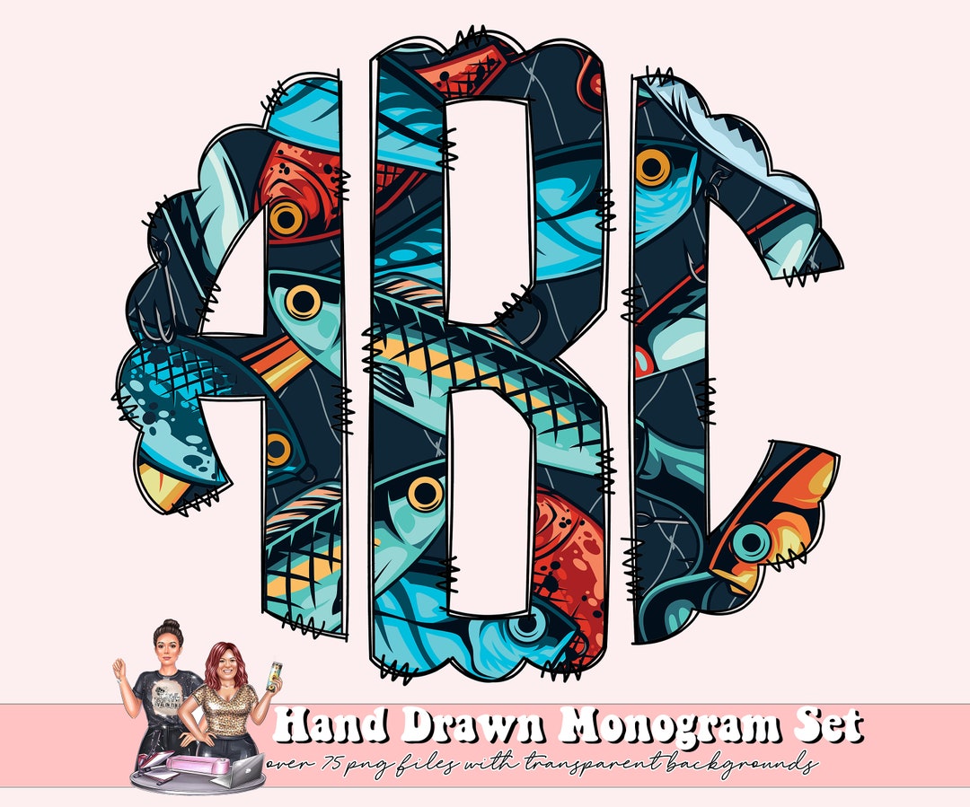 Fishing Lure Monogram Full Alphabet Individual Saved Monogram - Etsy