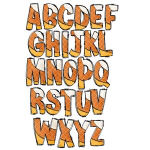 Candy Corn Halloween Doodle Letters, Hand Drawn Doodle Alpha Bundle ...