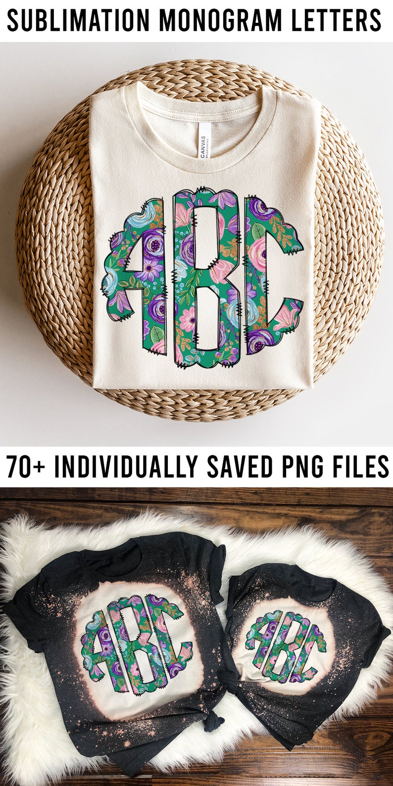 Floral Monogram PNG File, Sublimation Monogram, Monogram Clipart ...