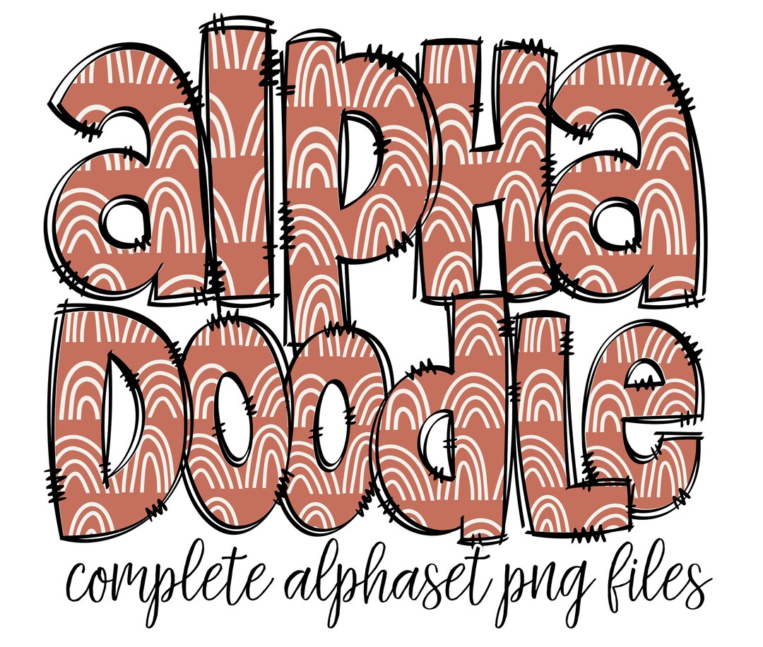 Western Doodle Letters, Hand Drawn Doodle Alpha Bundle Patterned ...
