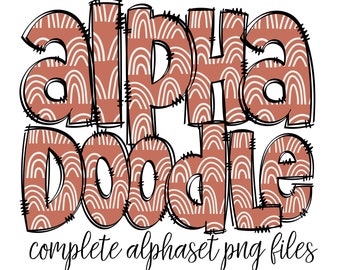 Block Letters Scribble Boho Doodle Alphabet PNG Bundle Doodle ...