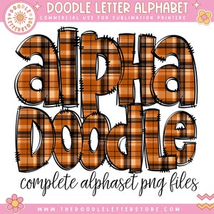 Highland Cow Lover Rustic Cowhide Doodle Alphabet Letters PNG Bundle ...