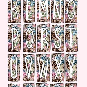 Floral Boho Leaopard Mega Doodle Letter Bundle, Alphabet Set, Clip Art ...