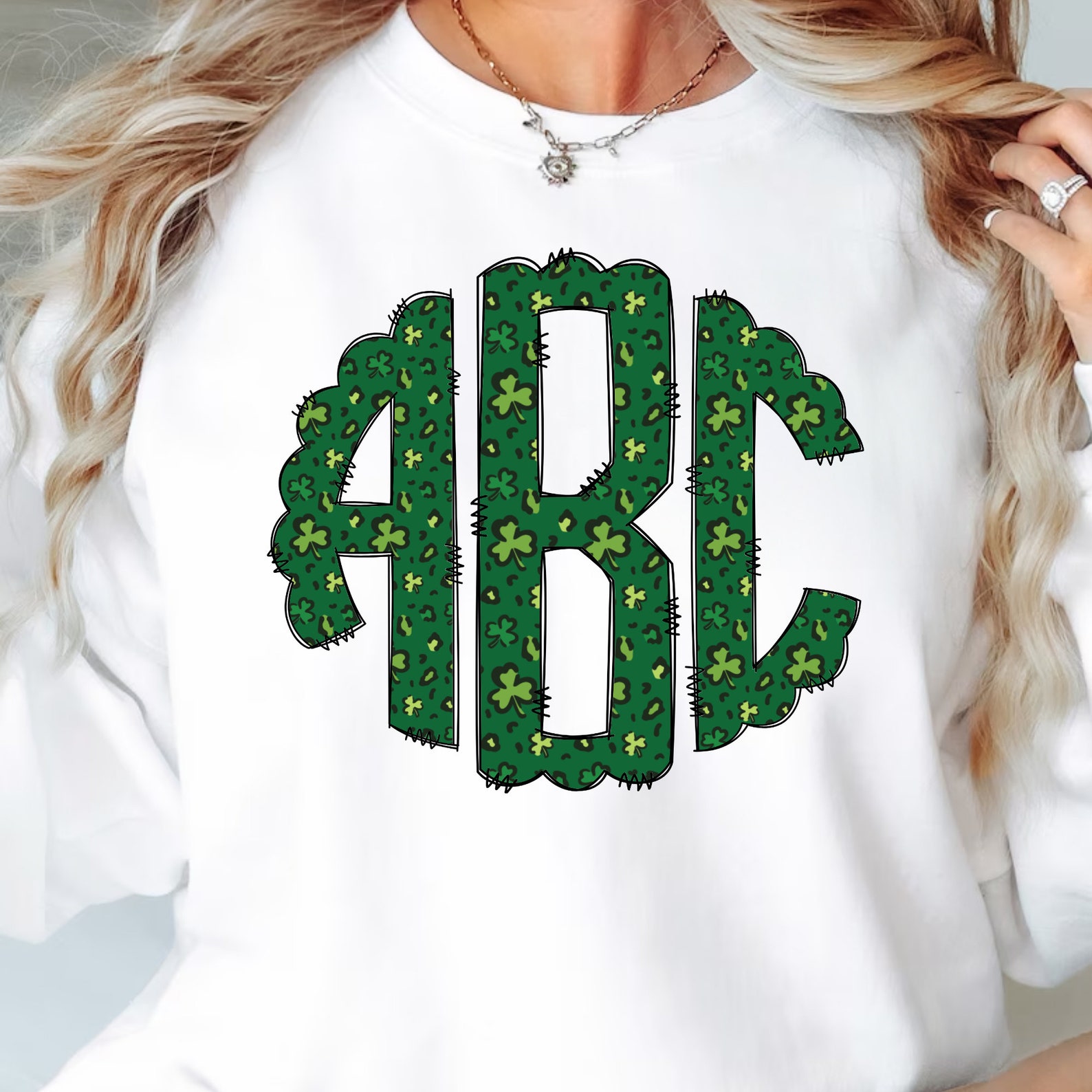 St Patricks Day Green Cloverleaf Monogram Doodle Letters, Make Your Own ...
