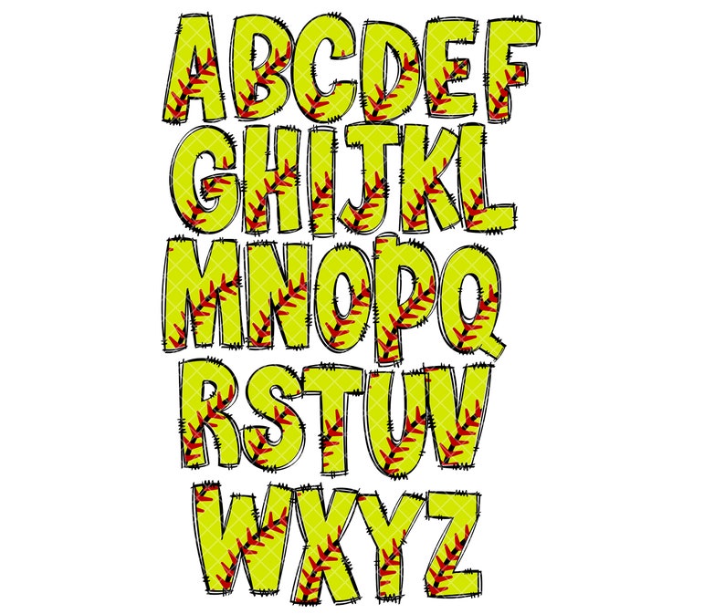 Softball Alphabet Letters PNG Bundle Soft Ball Sports Doodle - Etsy