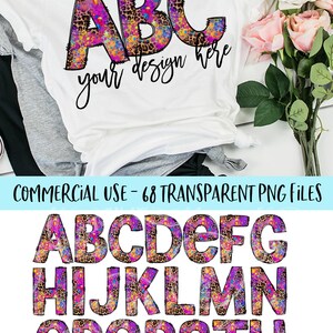 Neon Alphabet Letters Bundle, Abstract Leoaprd Rainbow Cheetah Bleach ...