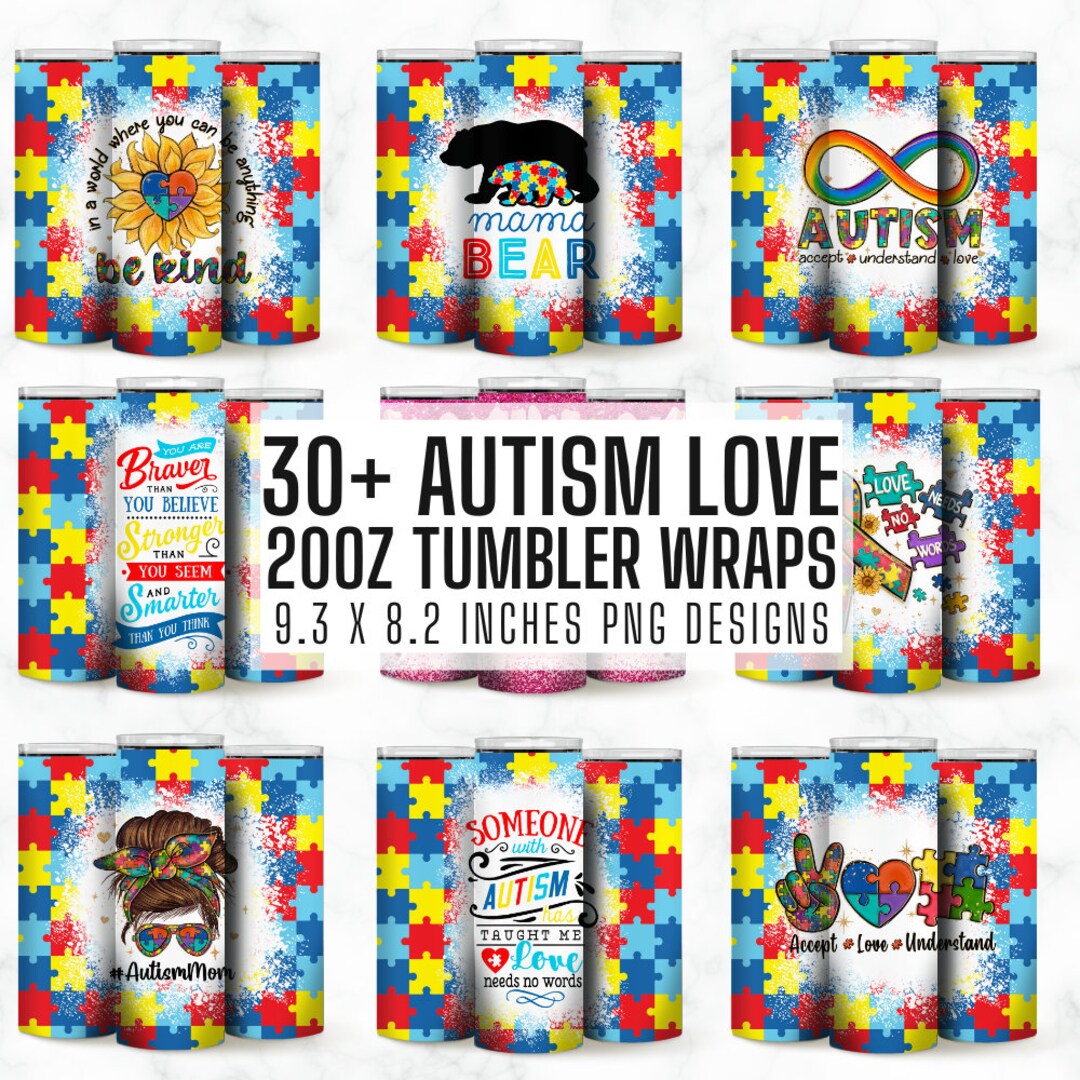 30+ Autism Tumbler Wrap Sublimation Designs, 20 Oz Skinny Tumbler ...