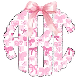 Pink Bows Doodle Monogram, Cow Hide Clip Art Attached to Middle Letter ...