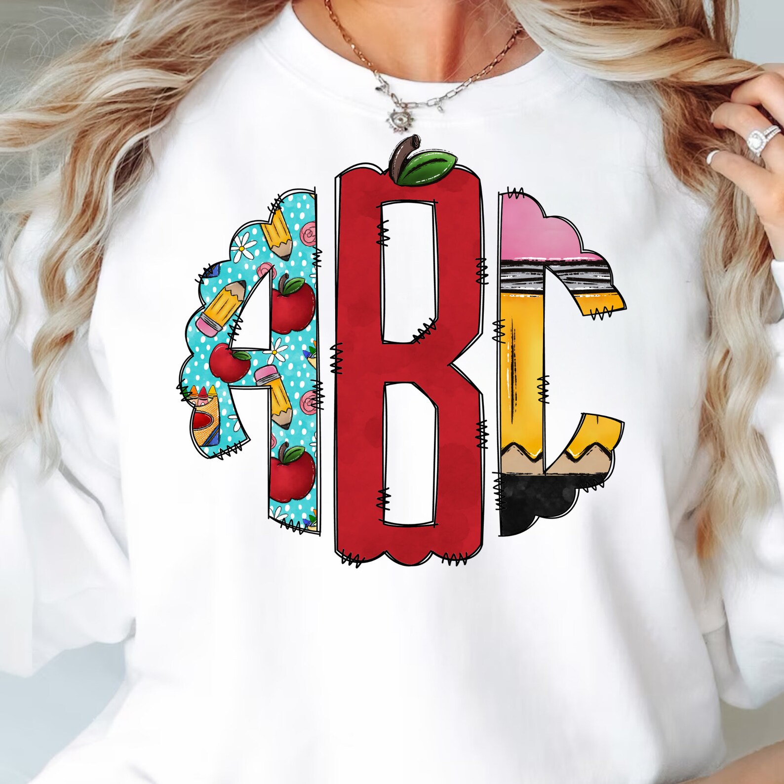 Teacher Doodle Letters, Back to School, Apple Back to School Hand Drawn ...
