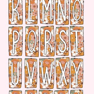 Boho Retro Flowers Mega Doodle Letter Bundle, Alphabet Set, Clip Art ...