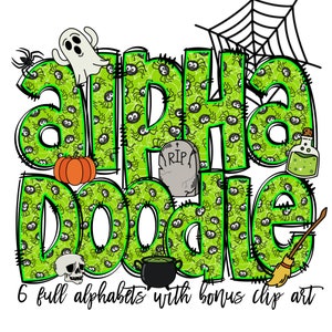 Halloween Doodle Letters With Clip Art PNG Files, Make Your Own Name ...